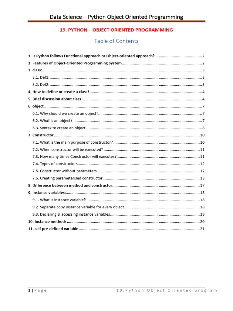 19. Python - Object Oriented Programming | PDF | Programming ... 19. Python - Object Oriented Programming | PDF | Programming ...