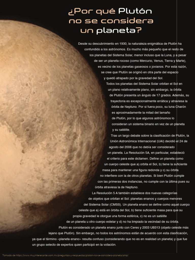 Características y clasificación de Plutón | PDF | Planetas | Plutón