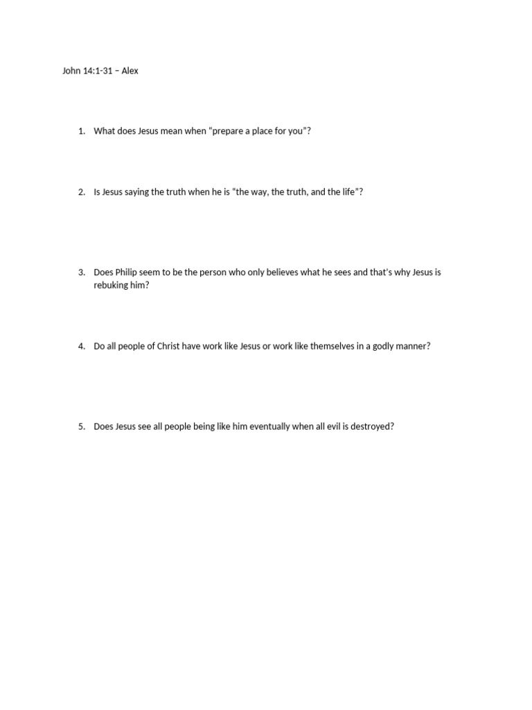 5 Questions Alex Bible | PDF | Religion & Spirituality