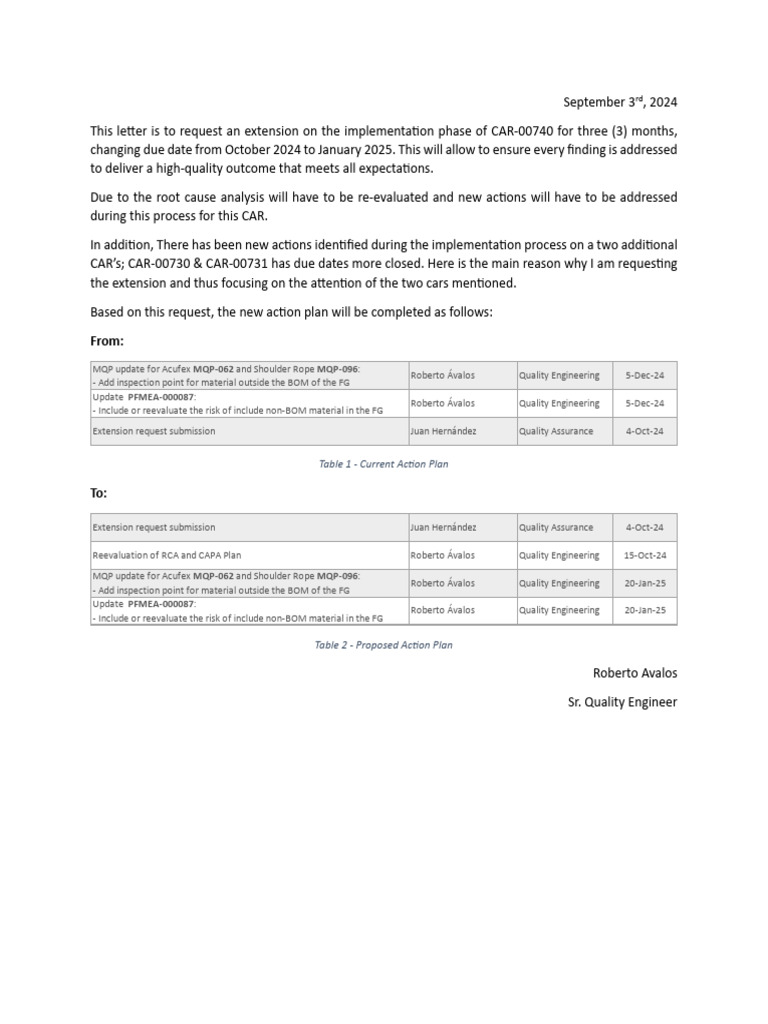 Extension Request Rationale | PDF