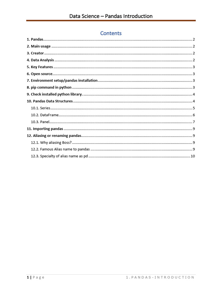 1 Pandas Introduction Pdf Computing Software Engineering
