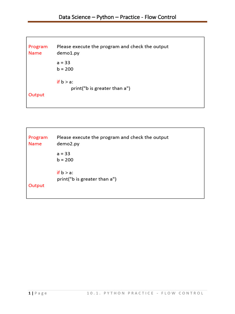 10.1. Python Practice - Flow Control | PDF | Computer Programming ...