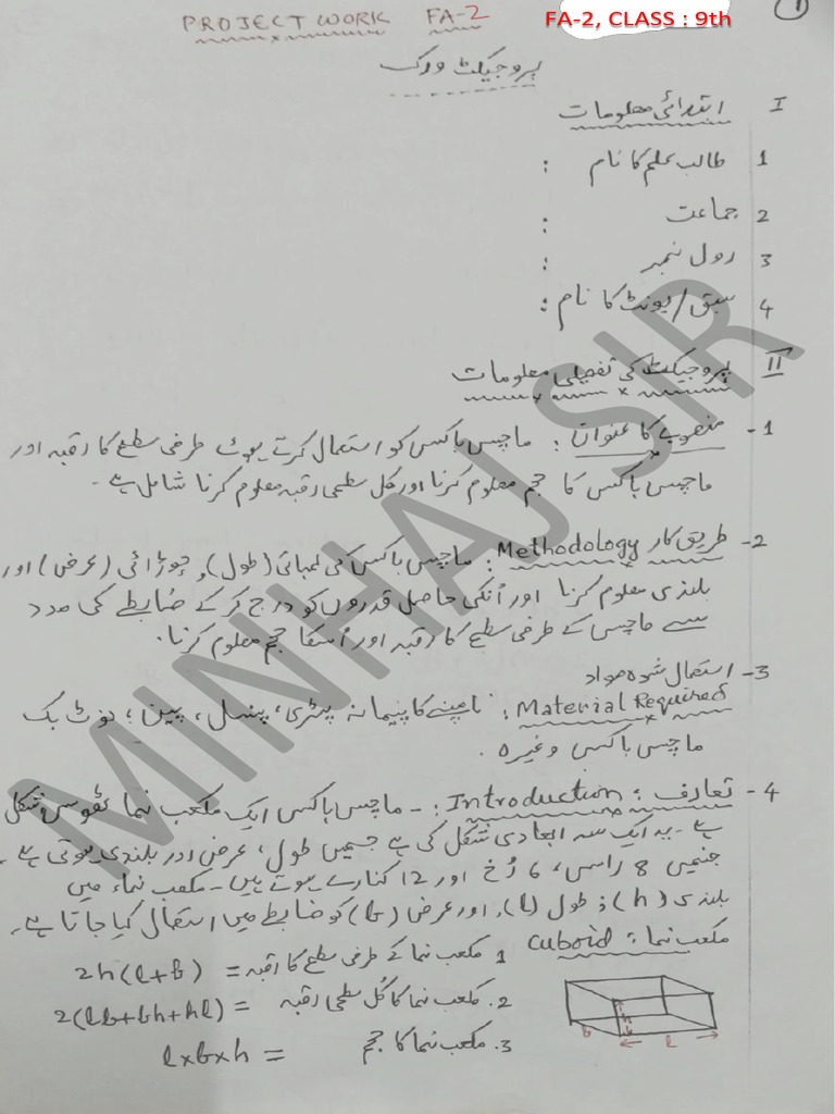 9th class,FA-2 Project work | PDF