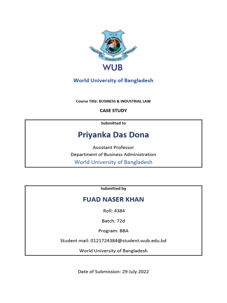 Case Study-business & Industrial Law | PDF | Civil Law (Legal System ...