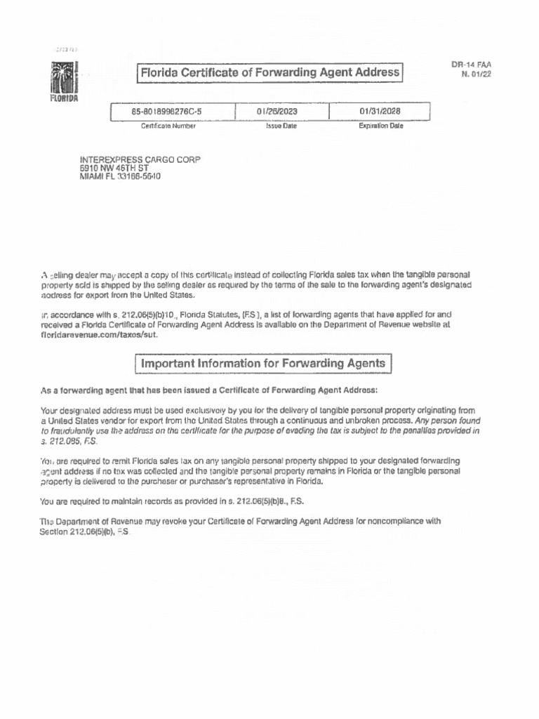 Tax Free Certificate | PDF