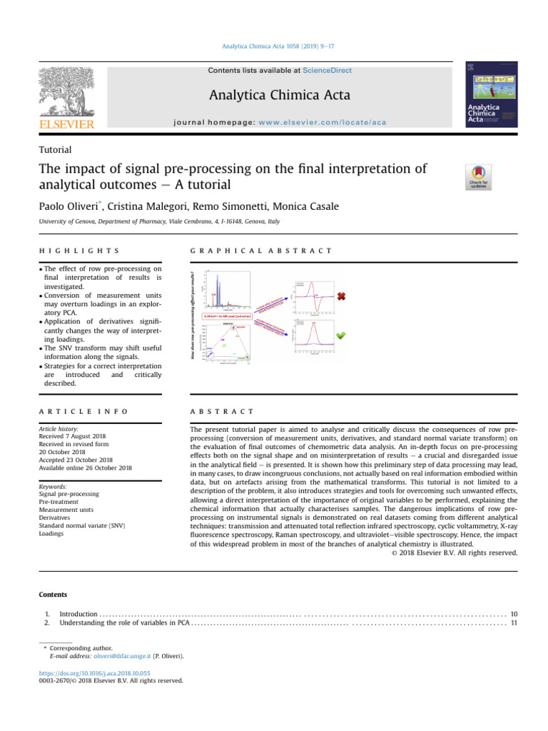 Signal Pre-Processing in Chemometrics | PDF | Chemometrics | Principal ...