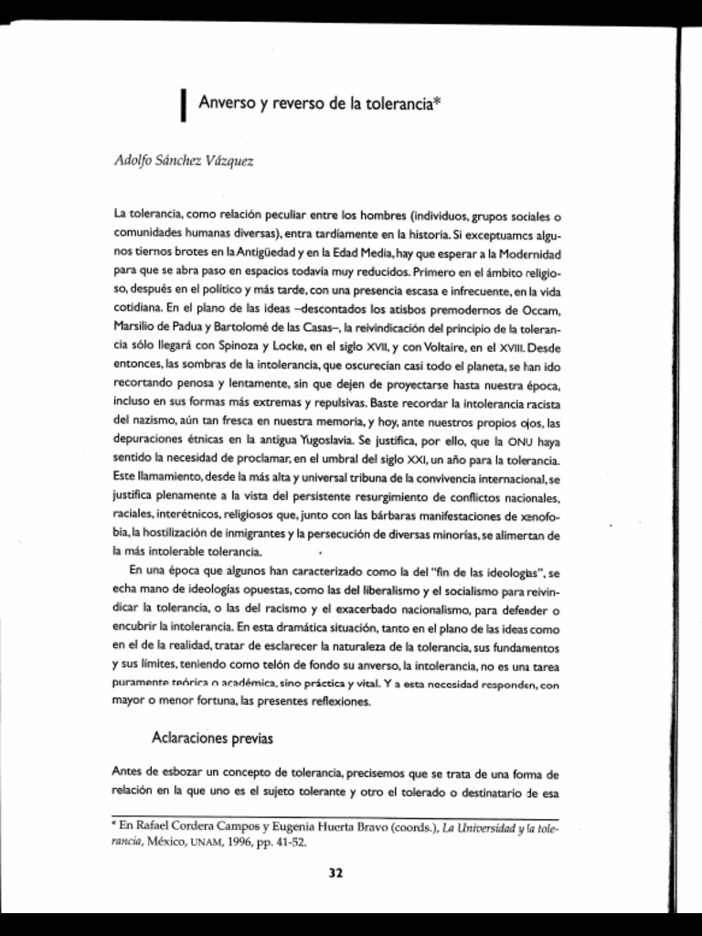 U2T3 Sanchez, Adolfo, Anverso y Reverso de La Tolerancia Pp.. 32-41 | PDF