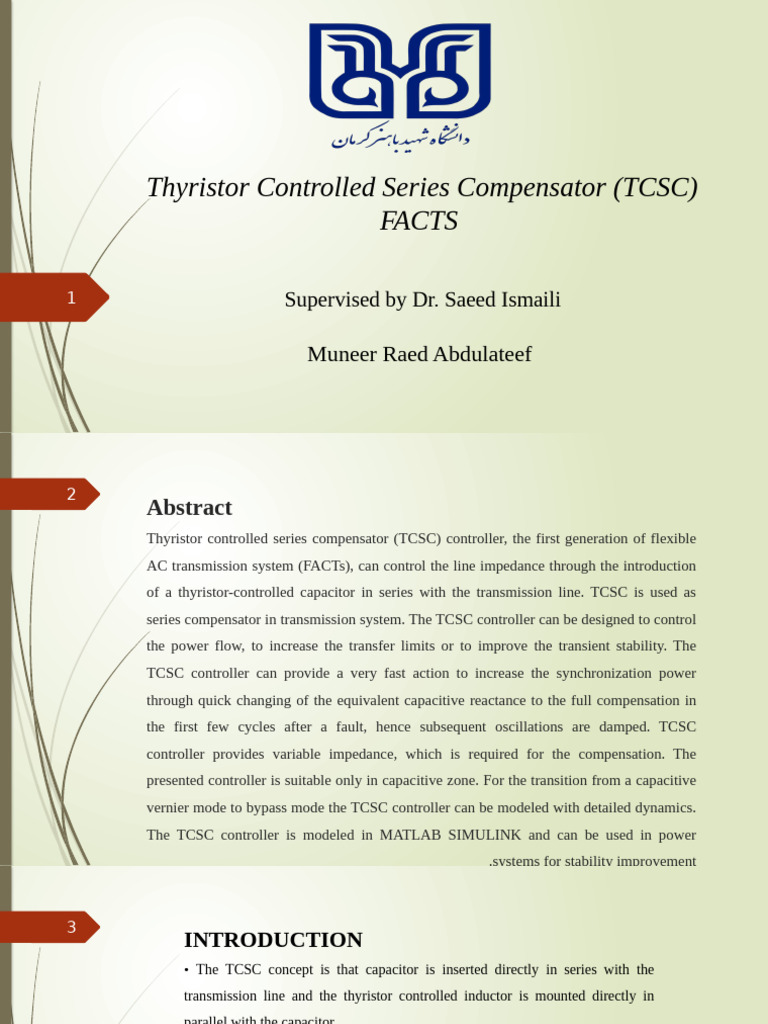 Thyristor Controlled Series Compensator (TCSC) | PDF | Capacitor | Electric Power Transmission