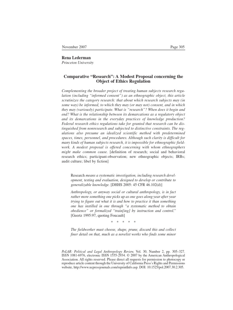 PoLAR - 2008 - Lederman - Comparative Research A Modest Proposal ...