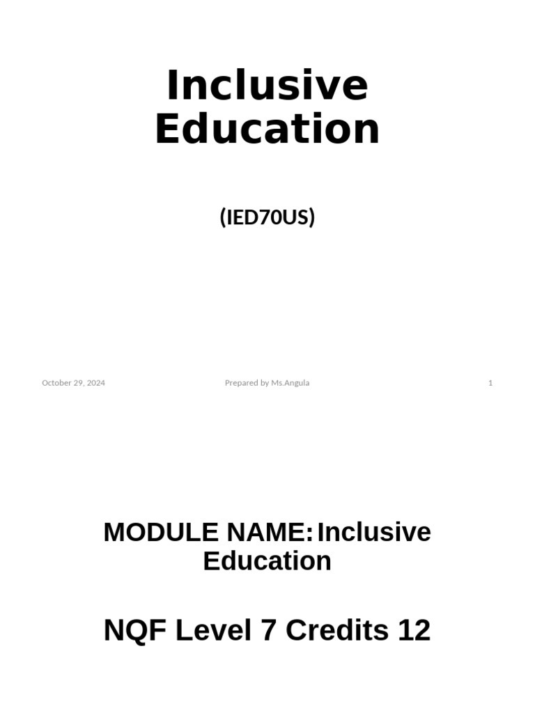 Inclusive Education Notes | PDF | Inclusion (Education) | Special Education