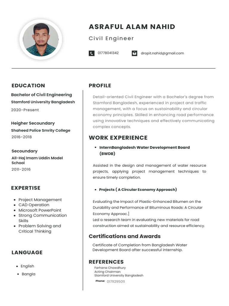 Professional Minimalist CV Resume | PDF