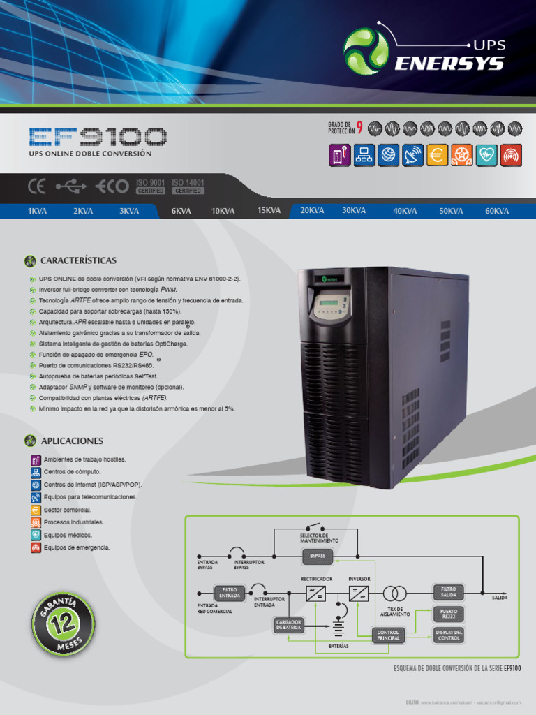 (Brochure UPS - Enersys® ) Serie EF9100™ (6 - 10 - 15 (KVA) ) | PDF ...