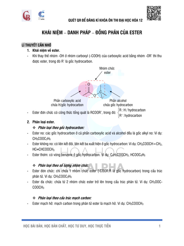 Khái niệm đồng phân danh pháp ester Beautiful chemistry 1 | PDF