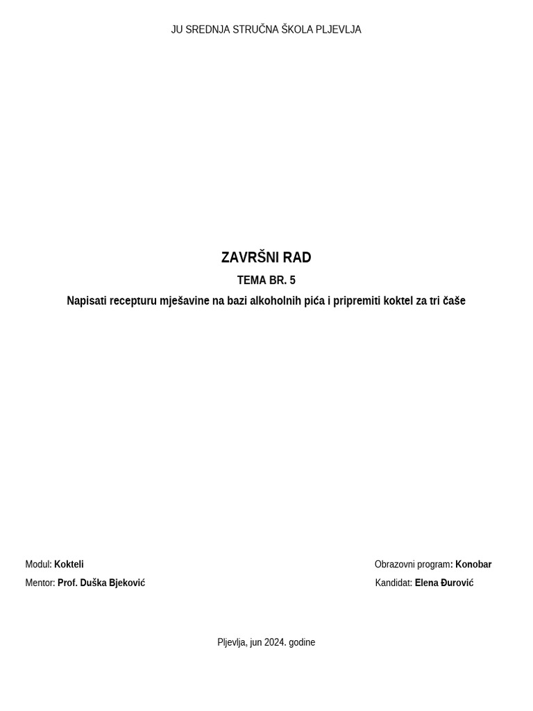 Završni Rad - Kokteli | PDF