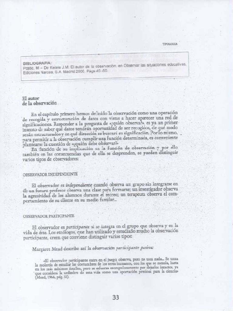 Postic - Ketele - El Autor de La Observacion | PDF