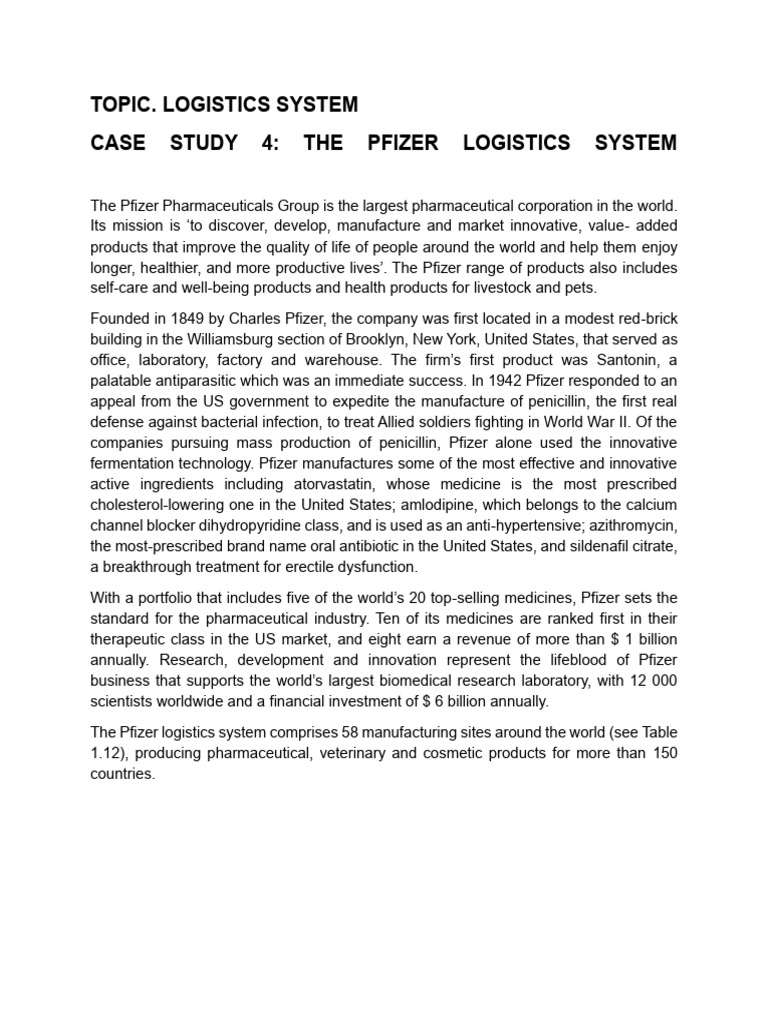 TOPIC - Log System - Case Study 4 | PDF | Pfizer | Pharmacology