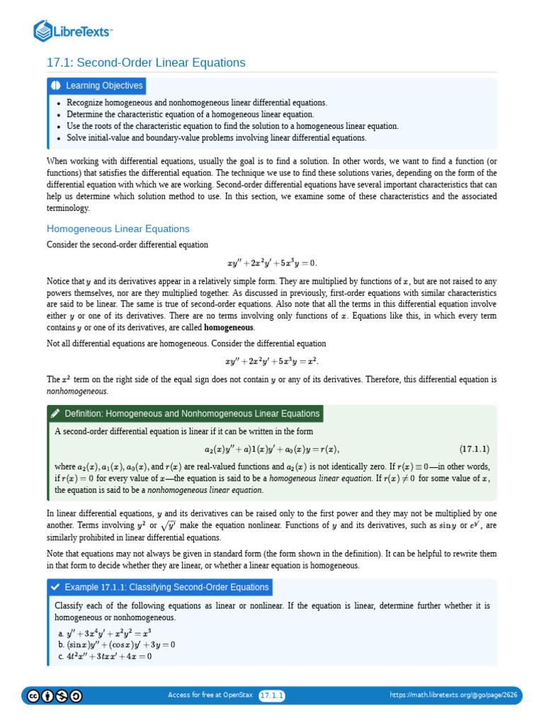 Exercises For 2nd Order Homogeneous and Non Homogeneous (Page 2226, 2243) | PDF | Nonlinear ...
