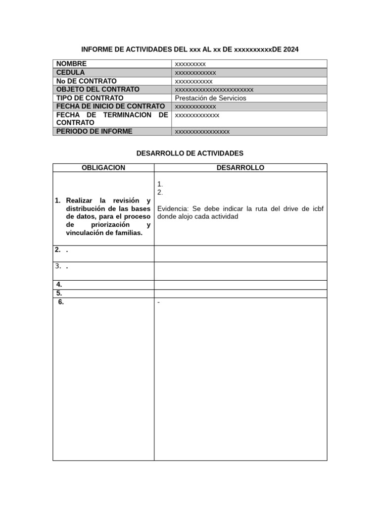 Modelo de Informe de Actividades | PDF | Negocios