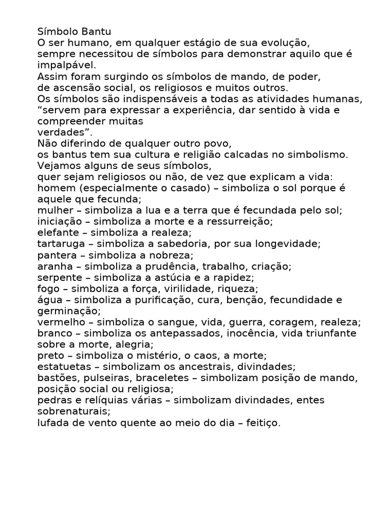Simbolismo na Cultura Bantu | PDF | Filosofia | História