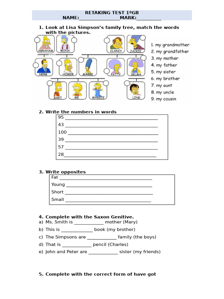 Retaking Test 1ºgb | PDF