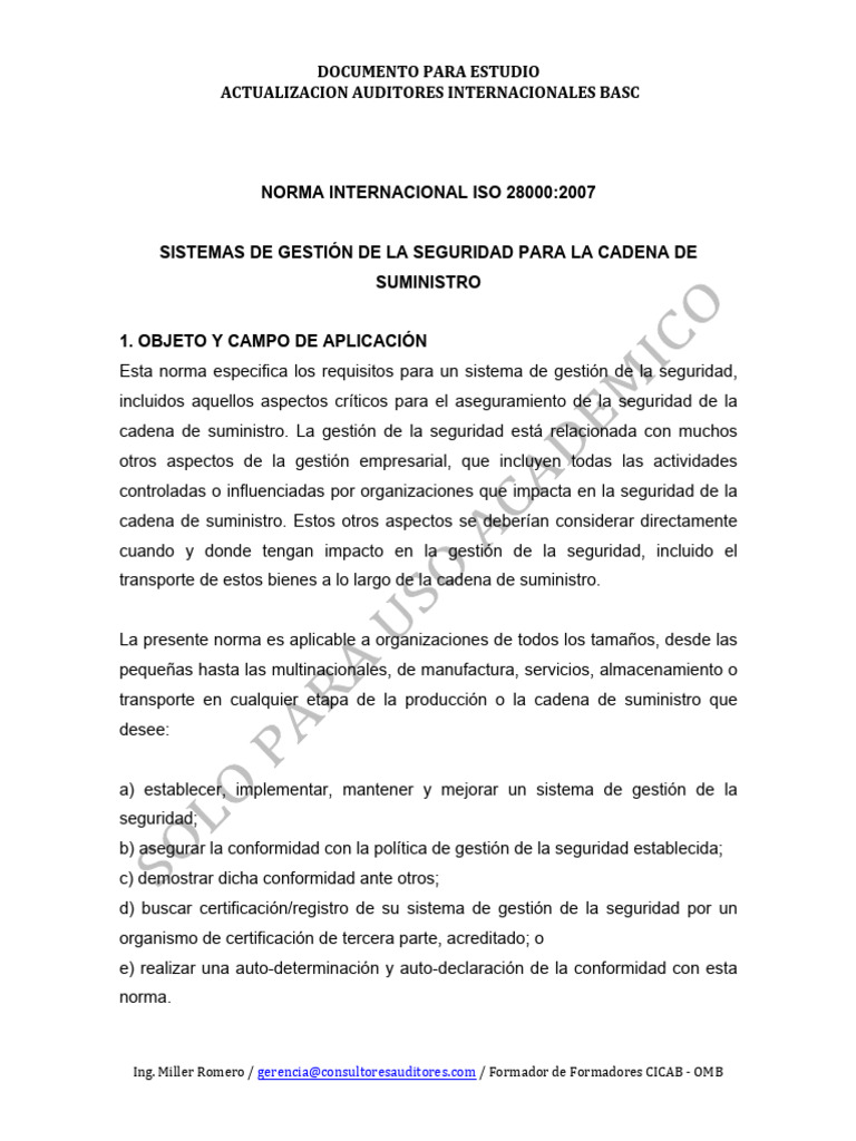 Iso 28000-2007 | PDF | Auditoría | Valores