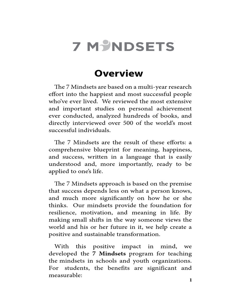 7-Mindsets-Booklet | PDF | Mindset | Anger