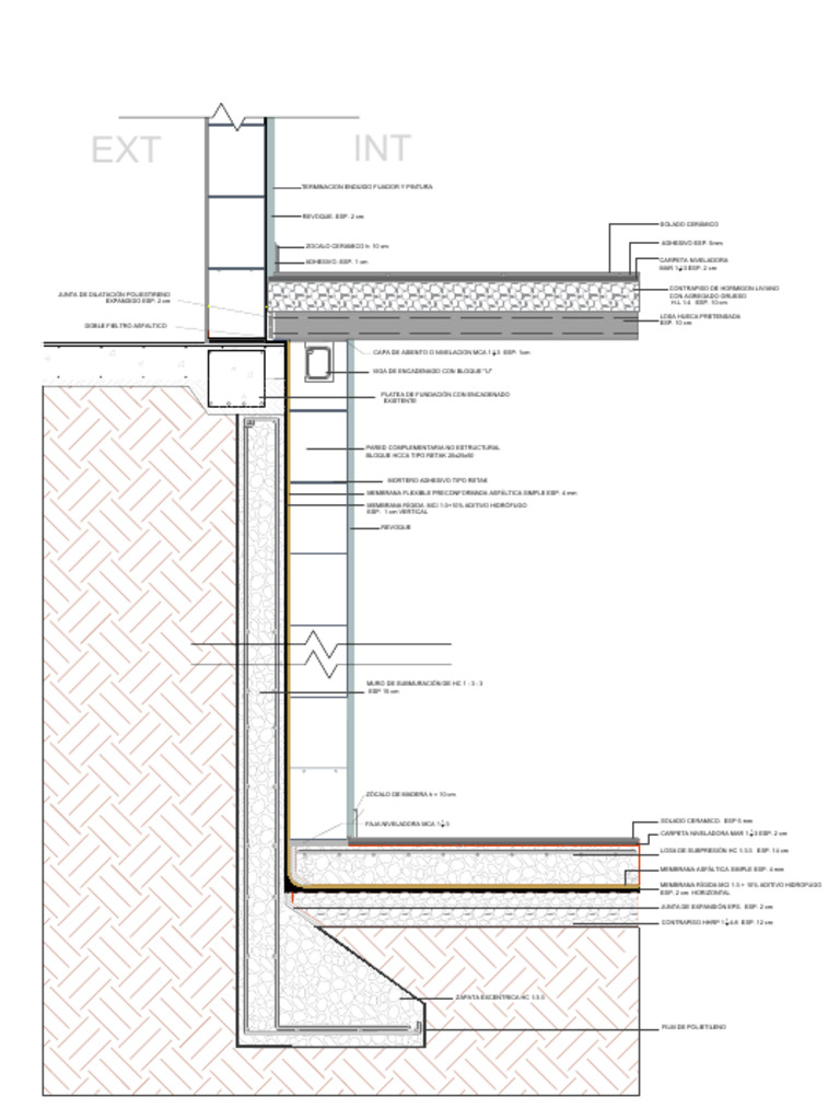 Corte Submuracion Int Ext | PDF | Materiales de construcción ...