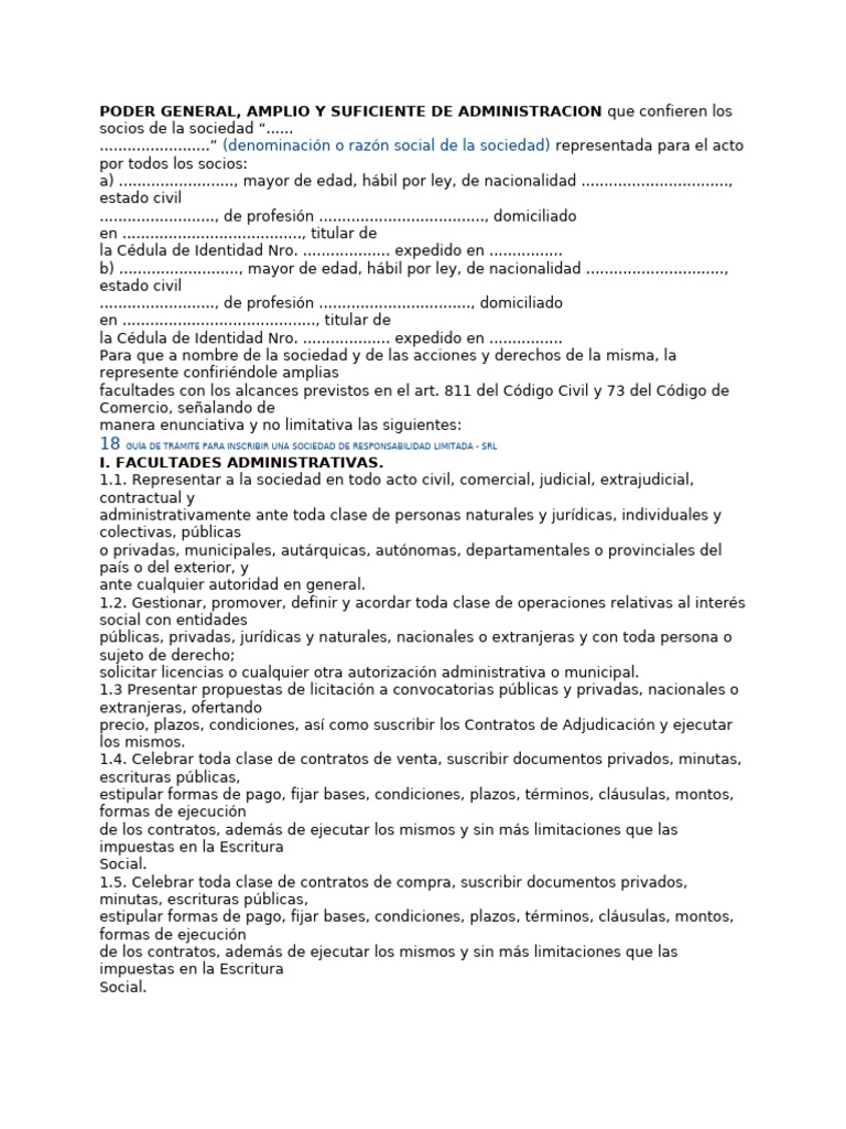 PODER GENERAL modelo 1 (1) | PDF | Documento de identidad | Cheque