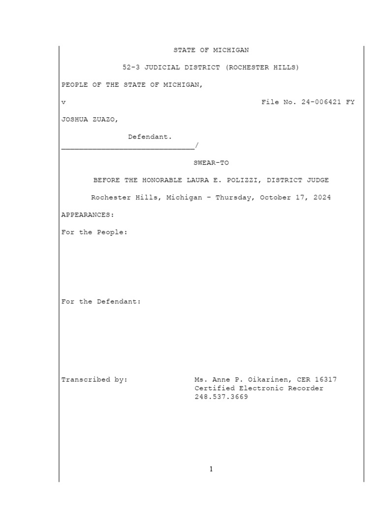 Joshua Zuazo Swear-To | PDF | Crimes | Crime & Violence