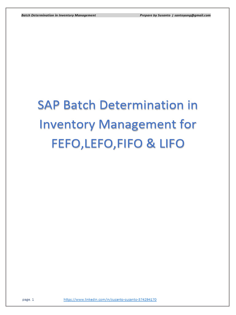 SAP Batch Determination in Inventory Management | PDF | Inventory | Business