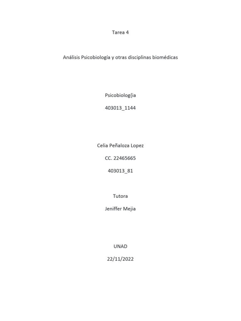 Entregable Individual Tarea 4 | PDF | Salud mental | Trastorno mental