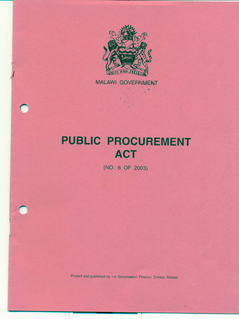 Malawi Public Procurement Act 2003 | PDF | Procurement | Justice
