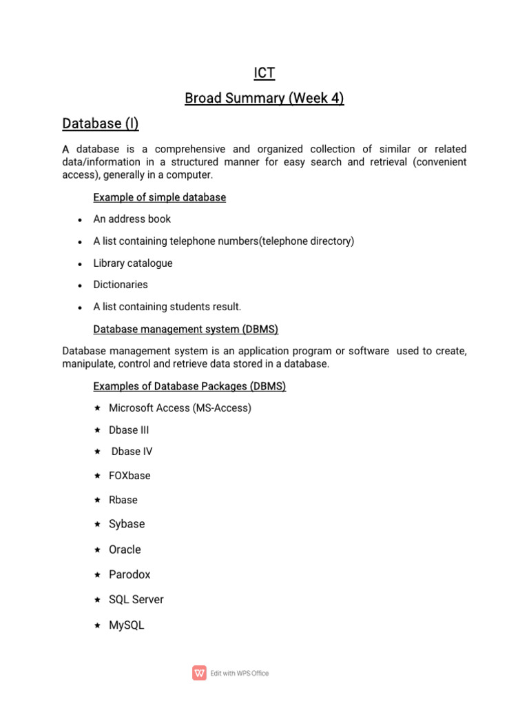 Database i Ict Wk4(Ss3) | PDF | Databases | Data Management Software