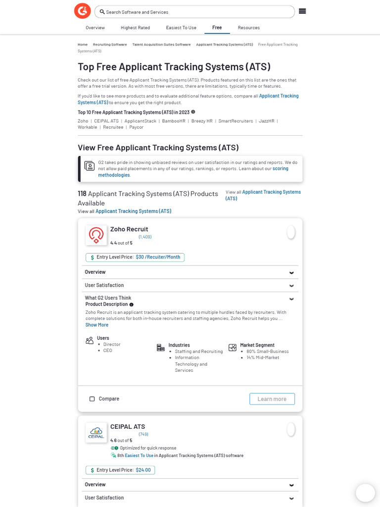 LIST of ATS Tools in the Market | PDF | Customer Relationship Management | Recruitment