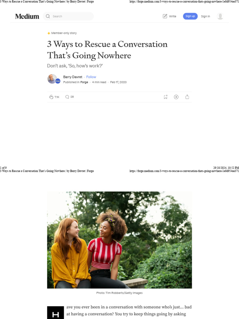 3 Ways To Rescue A Conversation That's Going Nowhere - by Barry Davret ...