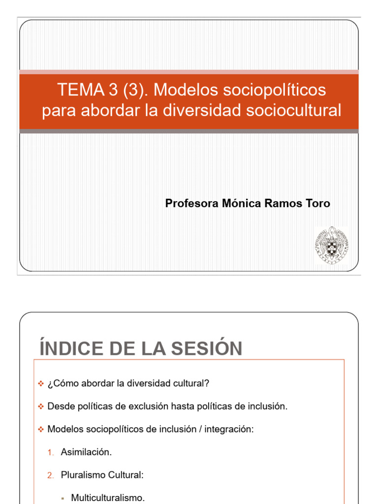 Presentacion Tema 3 (3) .Modelos Sociopolíticos Gestión Diversidad - GCCPP | PDF ...