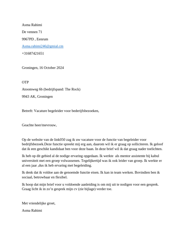 Sollicitatie Brief | PDF