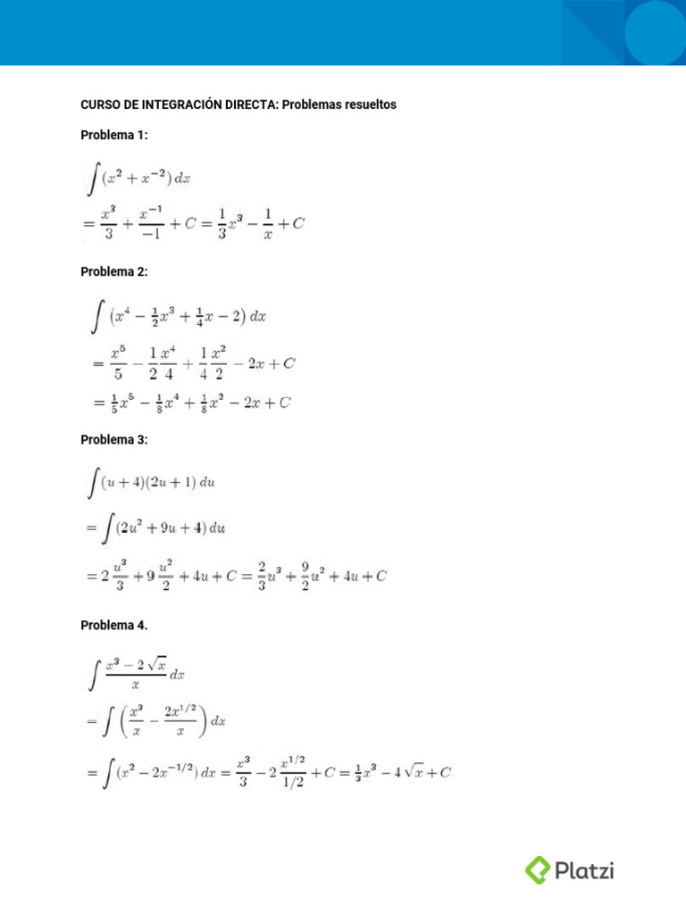 Curso de Integración: Problemas Resueltos | PDF | Métodos y materiales ...