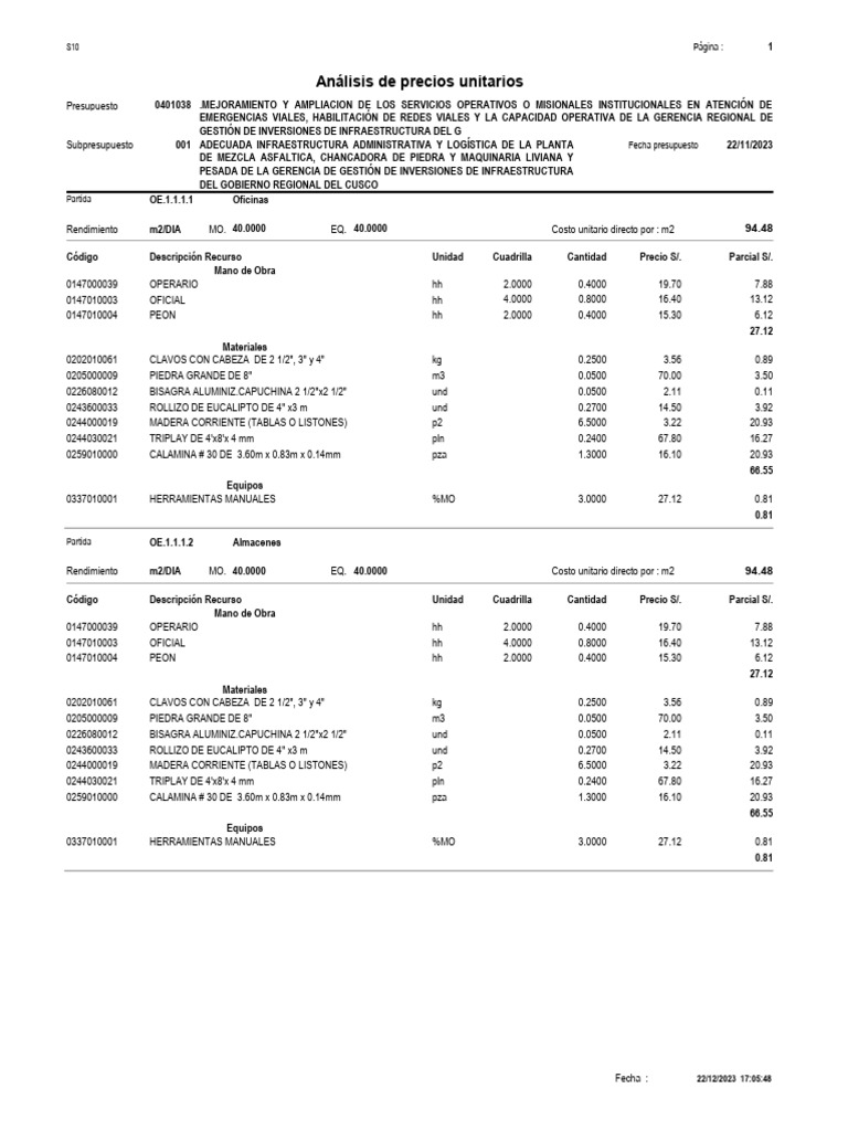 Apu Comp 1 | PDF | Presupuesto