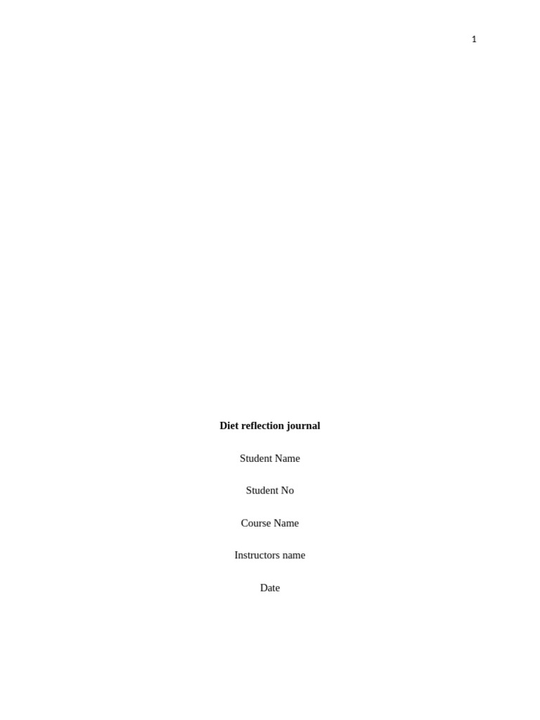 diet reflection journal | PDF | Foods | Whole Grain