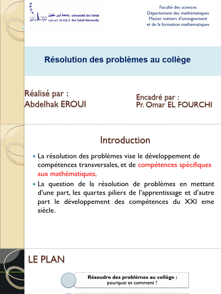 Resolution Des Problemes Mathematiques Au College | PDF | Mathématiques ...