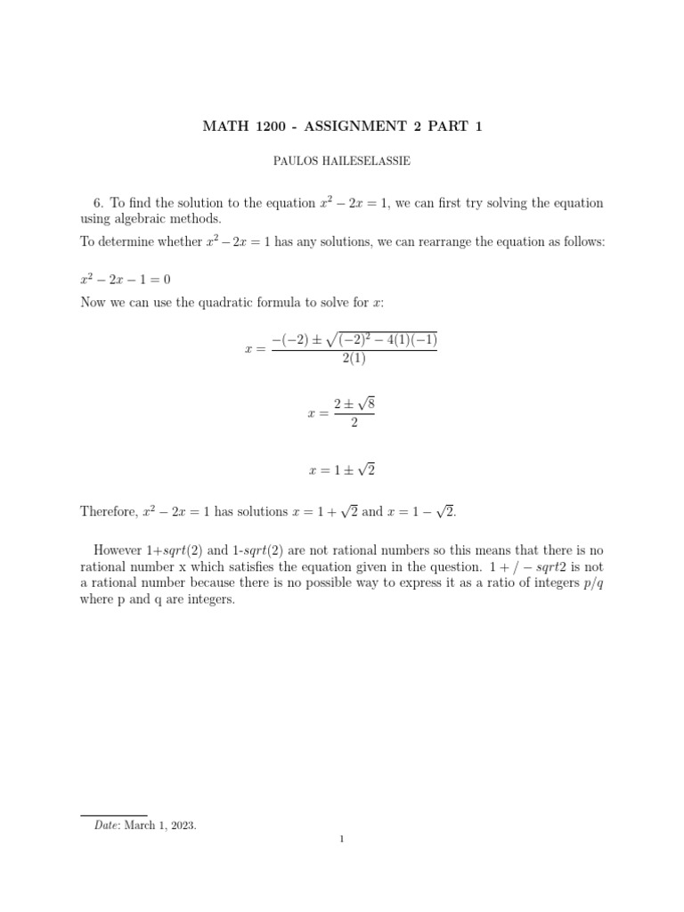 1200 Assignment Q6P2 | PDF