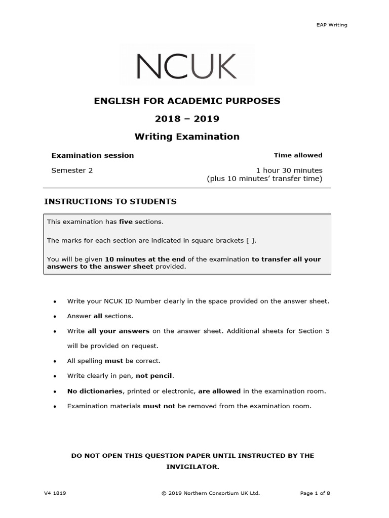 EAP Writing Examination Guide | PDF | Global Positioning System | Cognition
