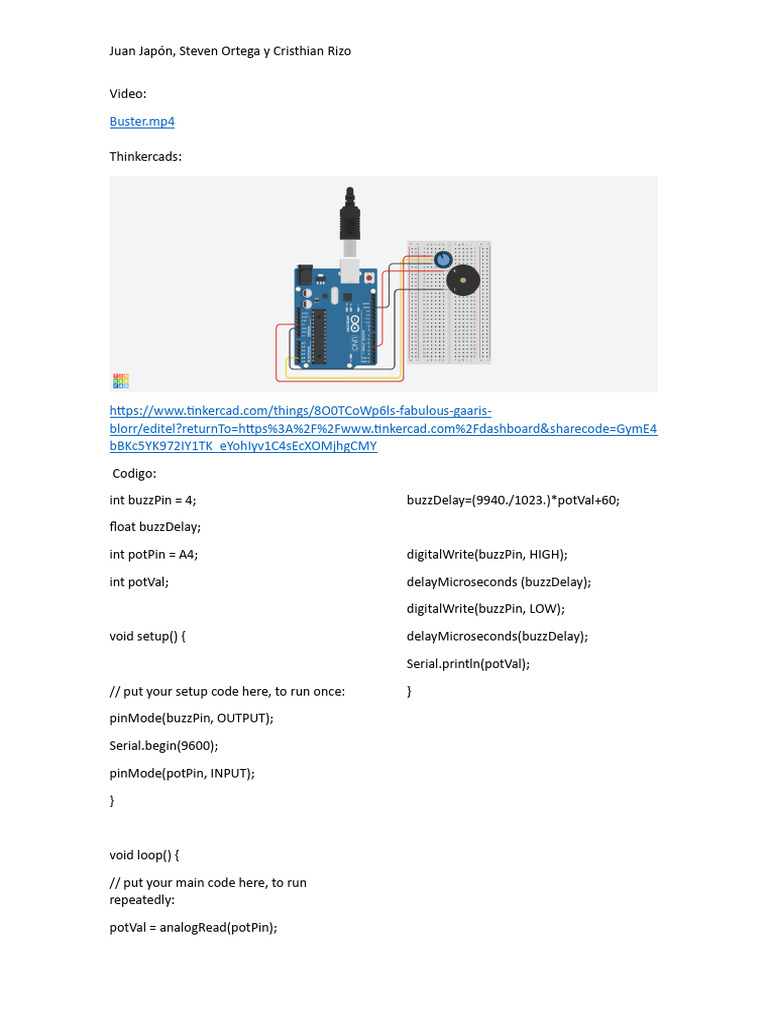 Arduino Buzzing Sound Code Example | PDF