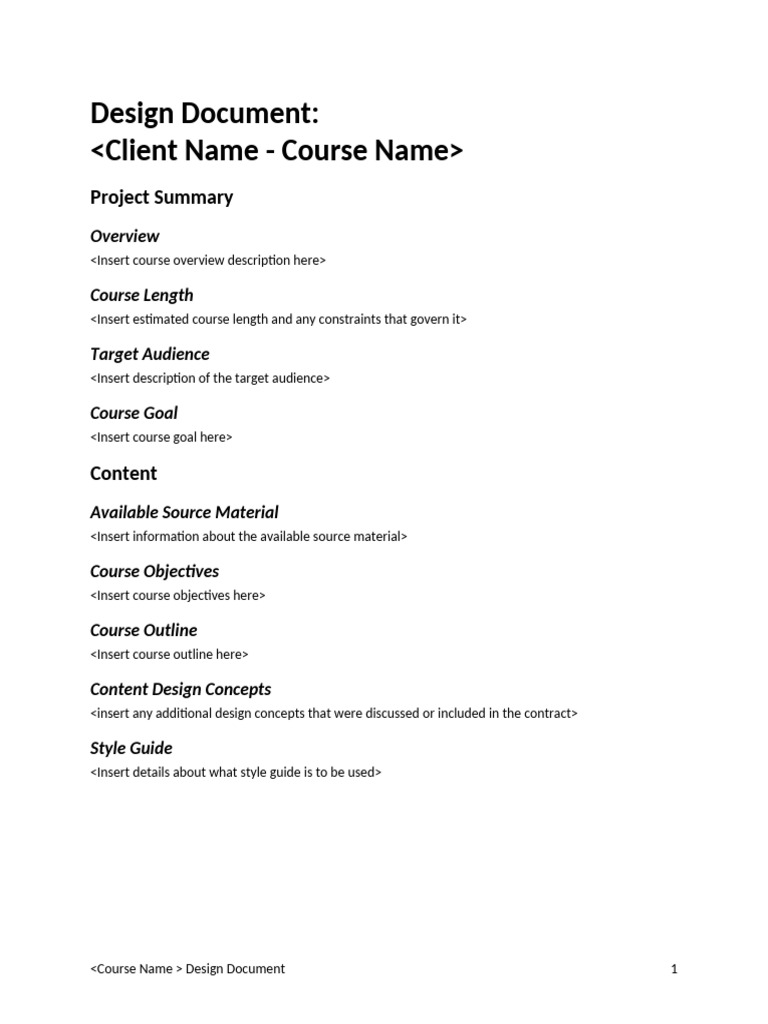 Elearning Design Document Template | PDF | Android (Operating System ...
