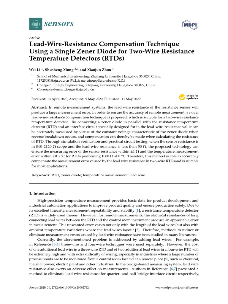 Lead-Wire-Resistance Compensation Technique Using | PDF | Electrical ...