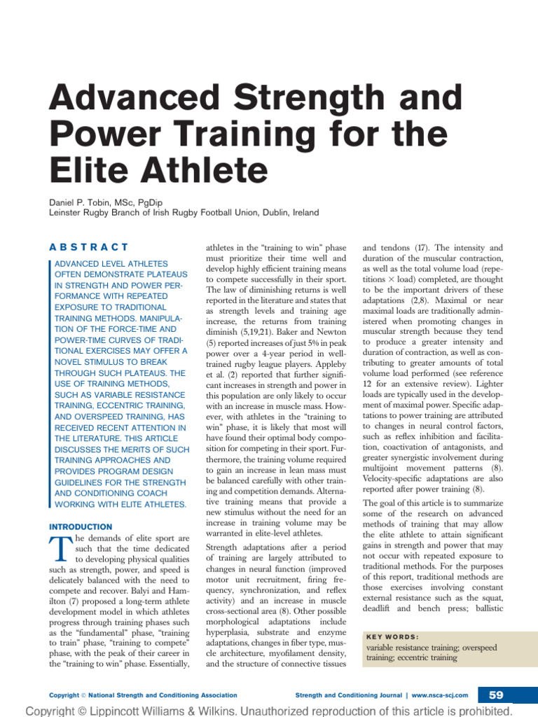 Advanced Strength and Power Training For The Elite.8 | PDF | Strength ...