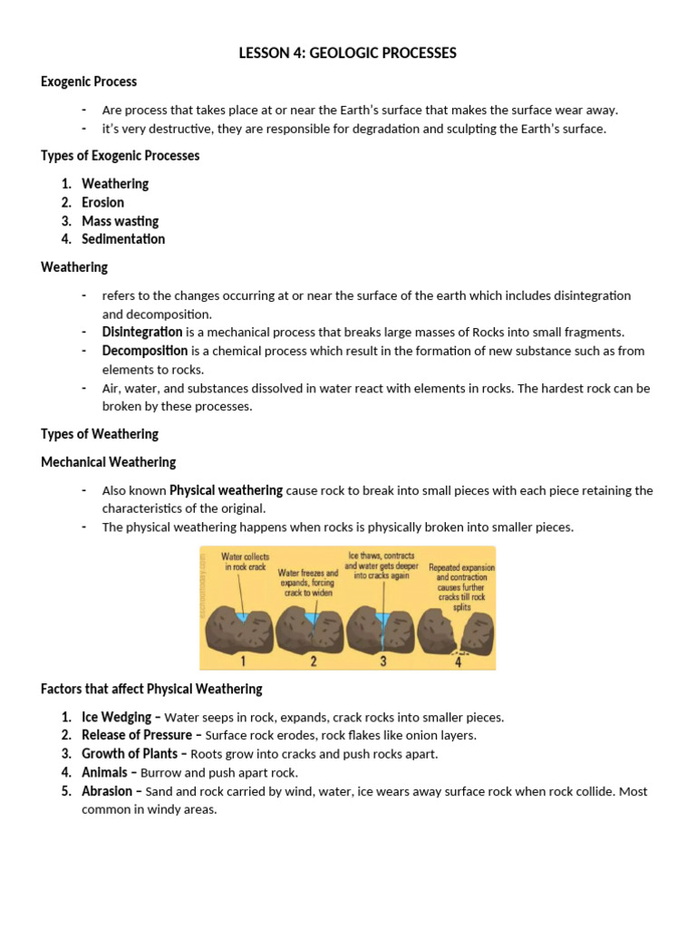 Lesson 4 Geological Processes | PDF | Erosion | Weathering