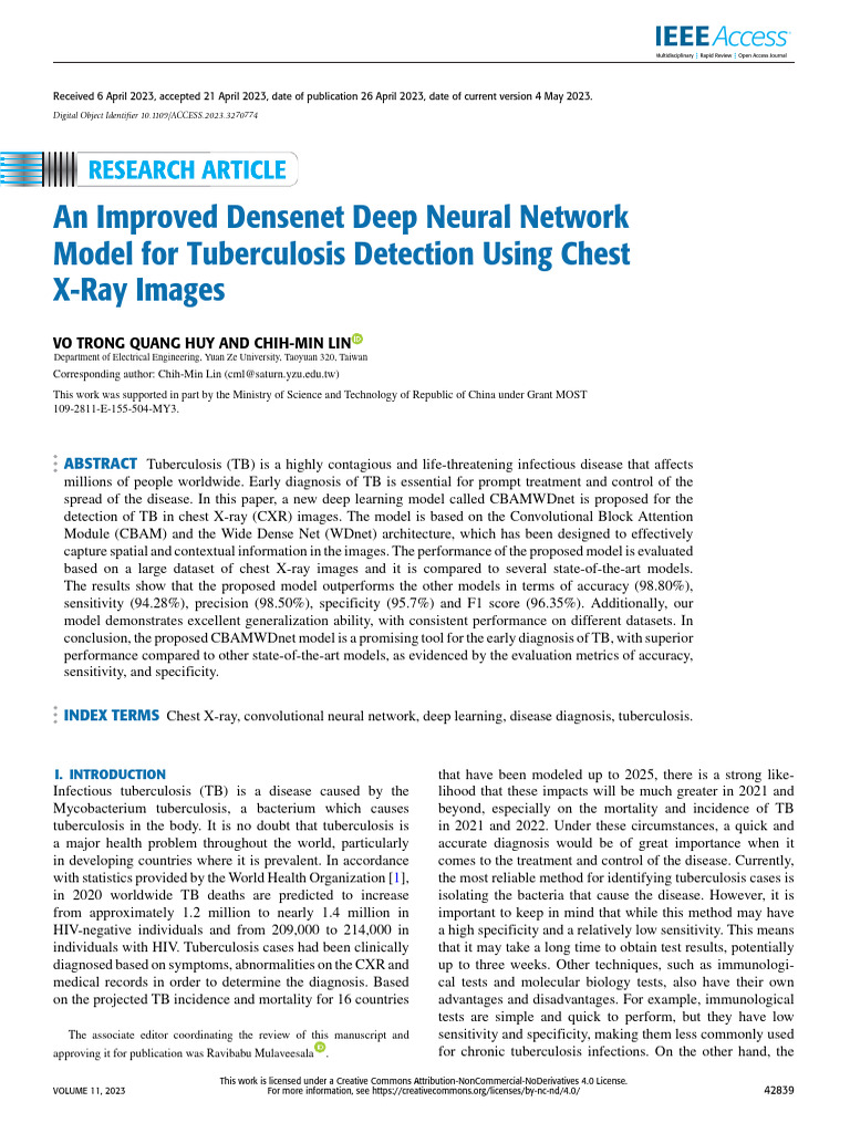 An Improved Densenet Deep Neural Network Model For Tuberculosis Detection Using Chest X-Ray ...