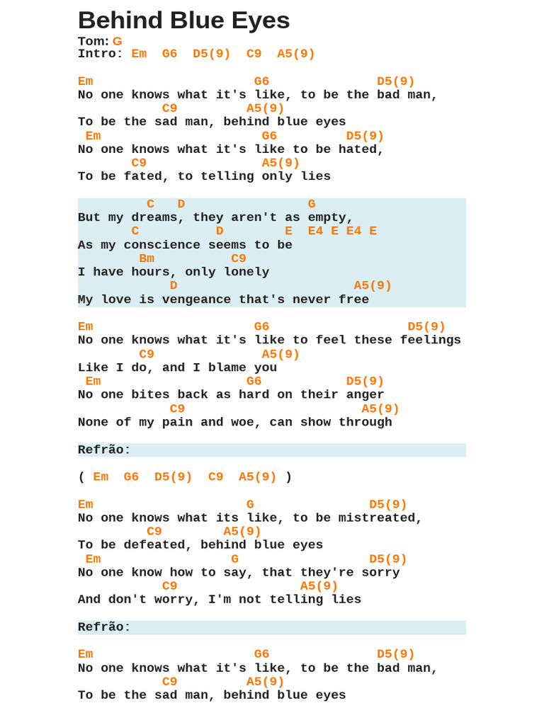 Behind Blue Eyes | PDF